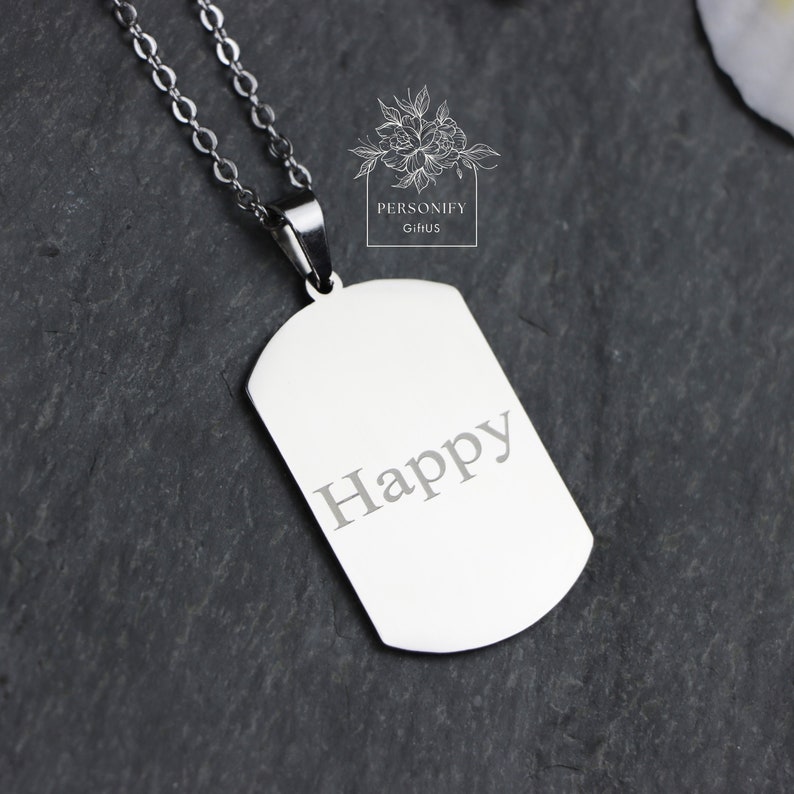 Custom Dog Tag Necklace, Personalized Engraved Pendant, Name Engrave ...