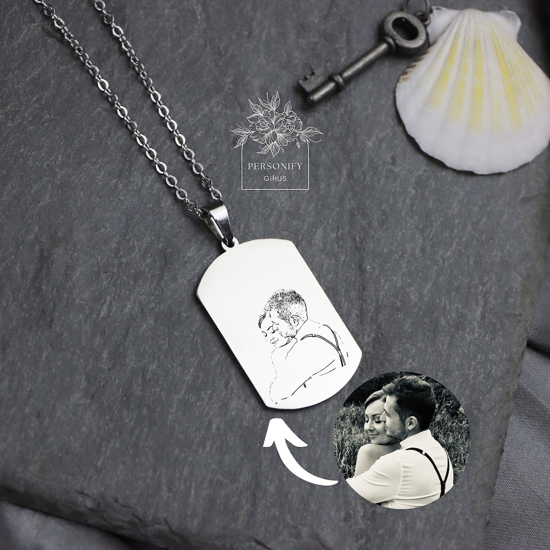 Silver Customized Photo Necklace, Picture Engraved Necklace ...