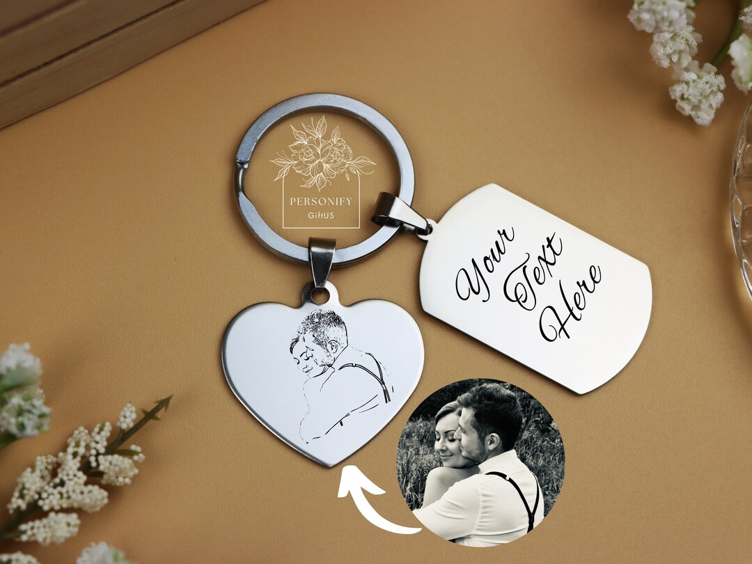Photo Engrave Keychain, Customized Photo Keychain, Silver Keychain ...