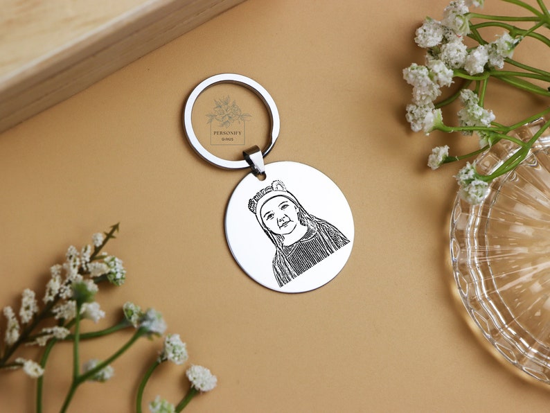 Photo Engrave Keychain, Customized Keychain, Silver Keychain, Gift for ...