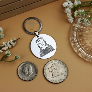 Photo Engrave Keychain, Customized Keychain, Silver Keychain, Gift for ...