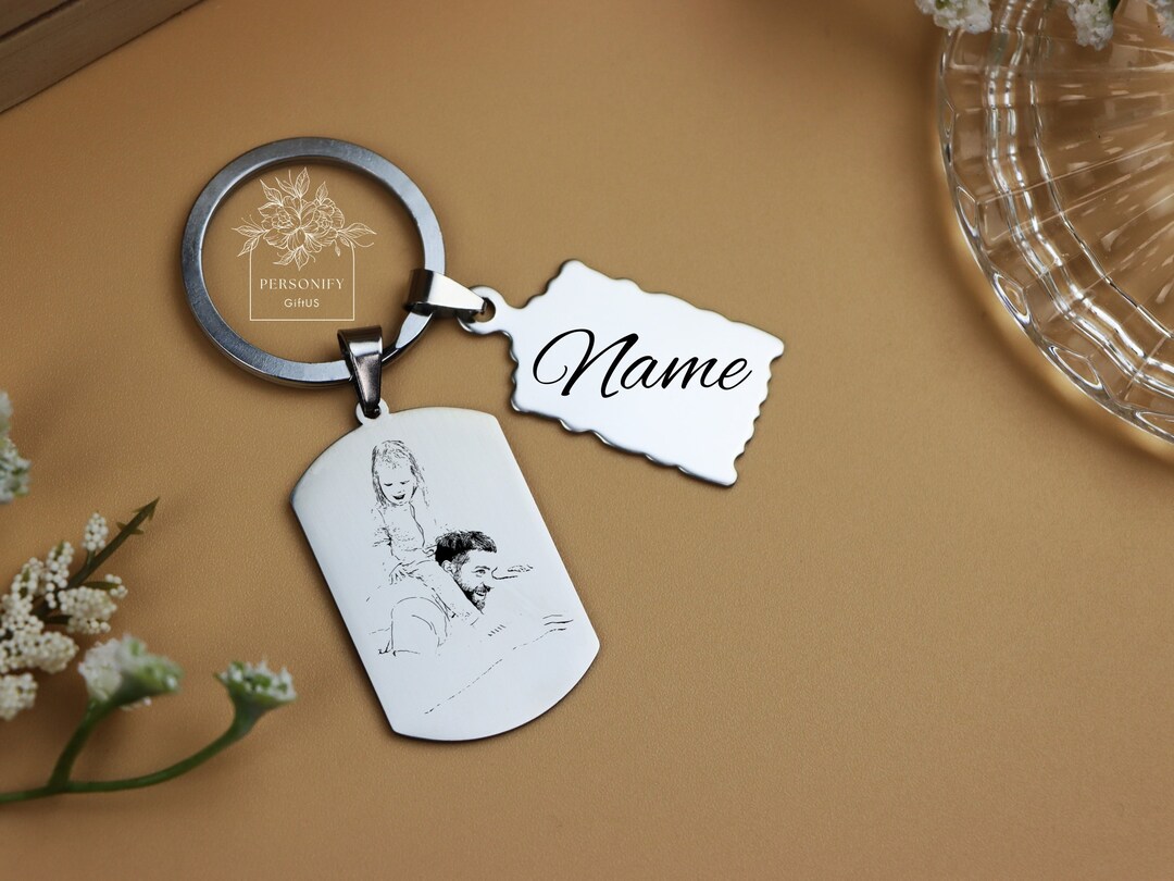 Photo Engraving Keychain, Name Engrave Keychain, Customized Keychain ...