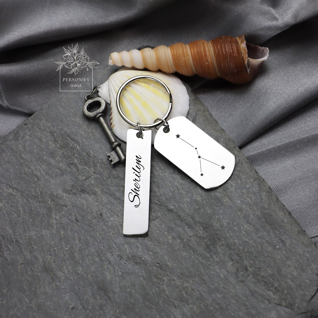 Personalized Keychain, Zodiac Sign Keychain Charm Keychain Stylish ...