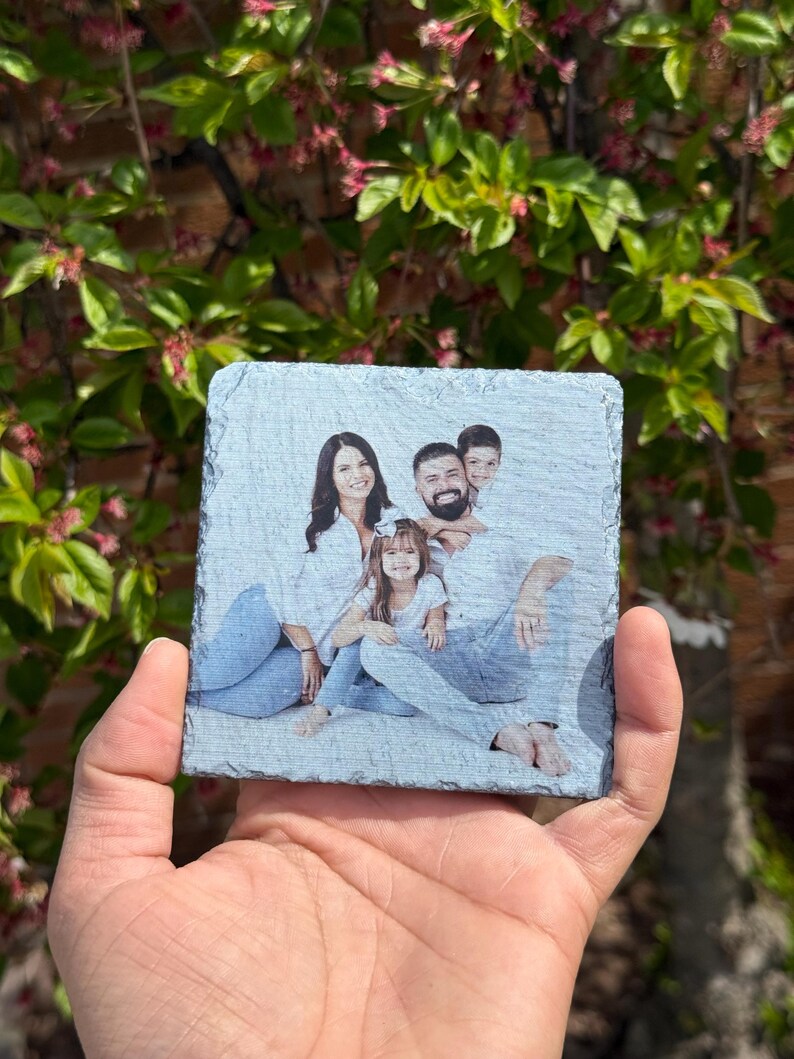 Family Photo Engrave Slate, Photo Customized Slate, Stone Frame ...