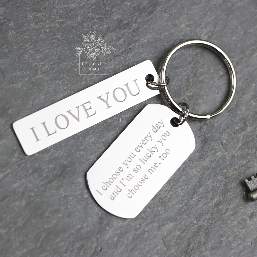 Engraving Keychain, Message Keychain, Charm Keychain, Valentine Gifts ...