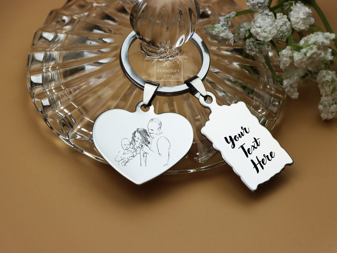 Customized Photo Keychain, Silver Keychain, Engraved Keychain, Gift for ...