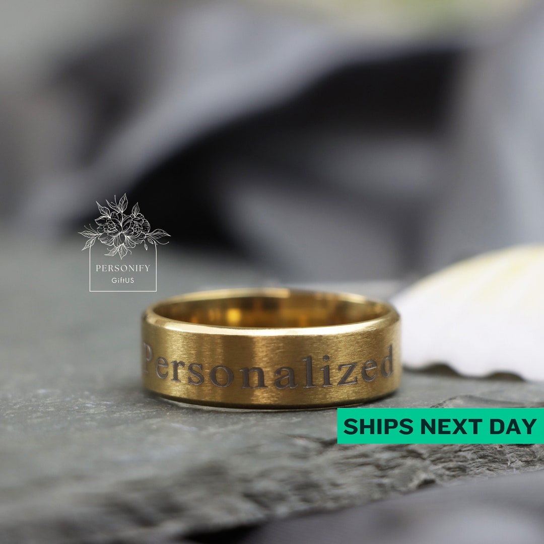 Gold Ring Engraving , Custom Ring, Name Ring Gifts, Birthday Gifts ...