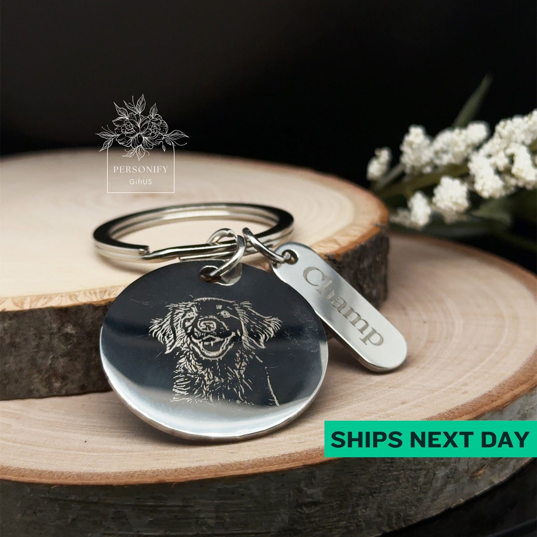 Personalized Pet Keychain for Dog, Custom Pet Portrait Keychain ...