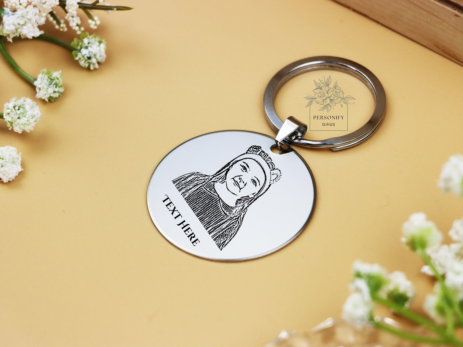 Photo Engrave Keychain, Customized Keychain, Silver Keychain, Gift for ...