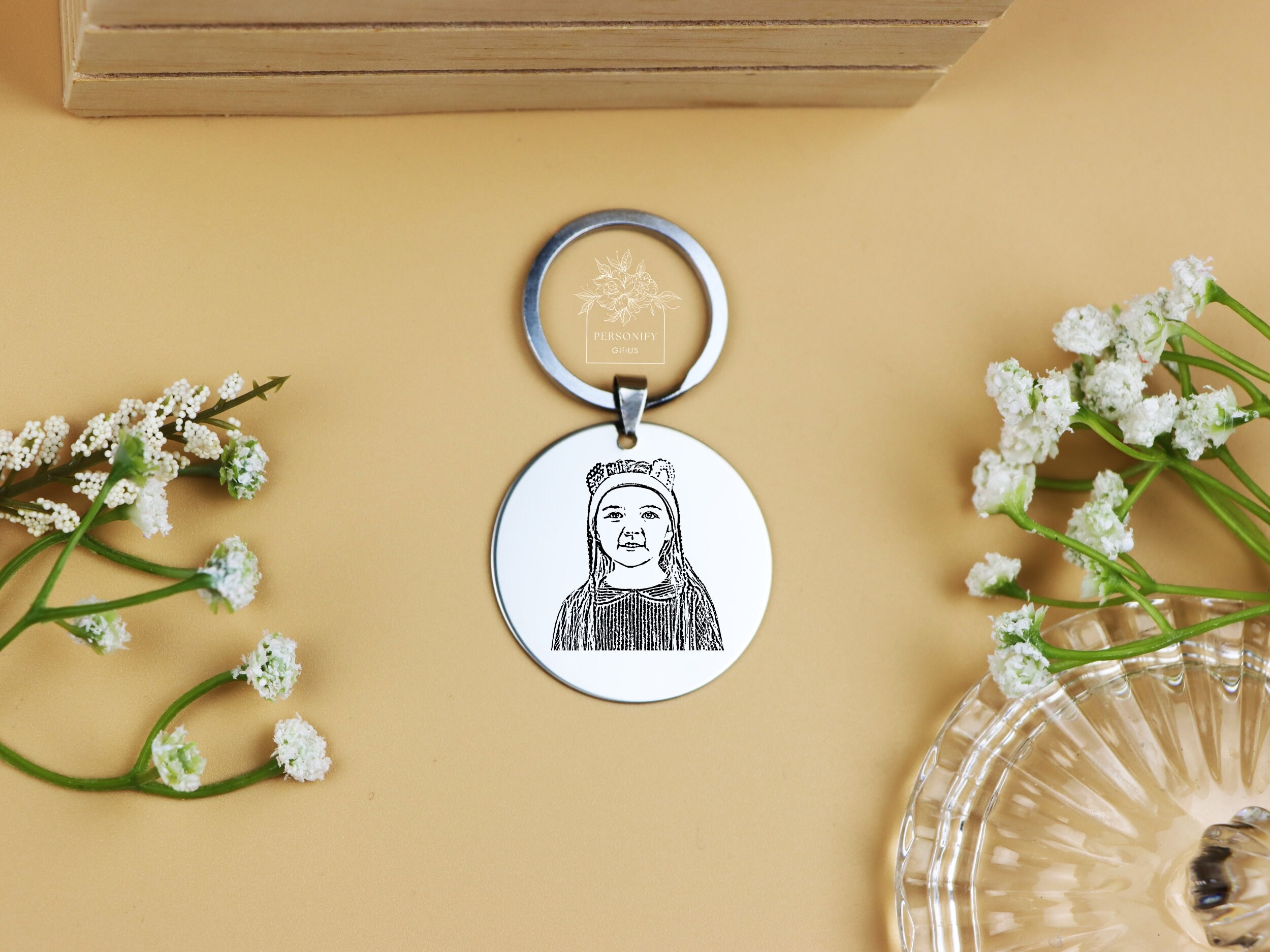 Photo Engrave Keychain, Customized Keychain, Silver Keychain, Gift for ...