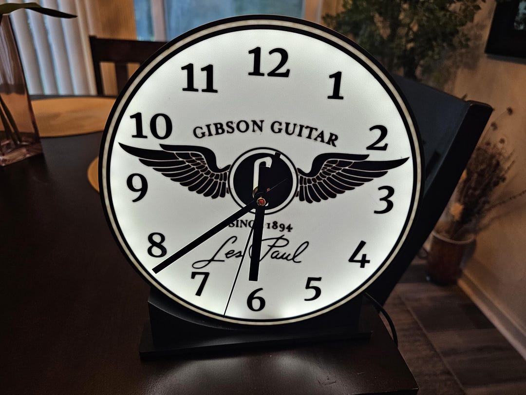 Gibson Les Paul Clock LED Lights With Carbon Fiber Pattern on Rear ...