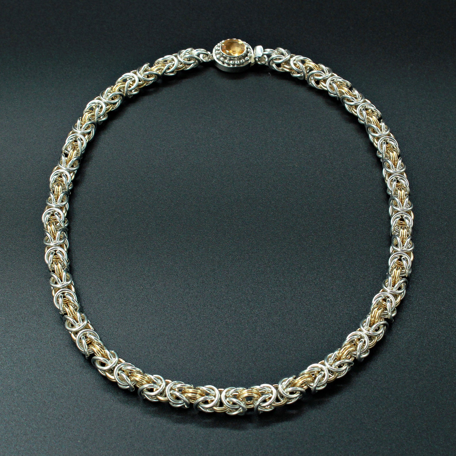 Silver and Gold Byzantine Necklace, Byzantine Chain Sterling Silver ...
