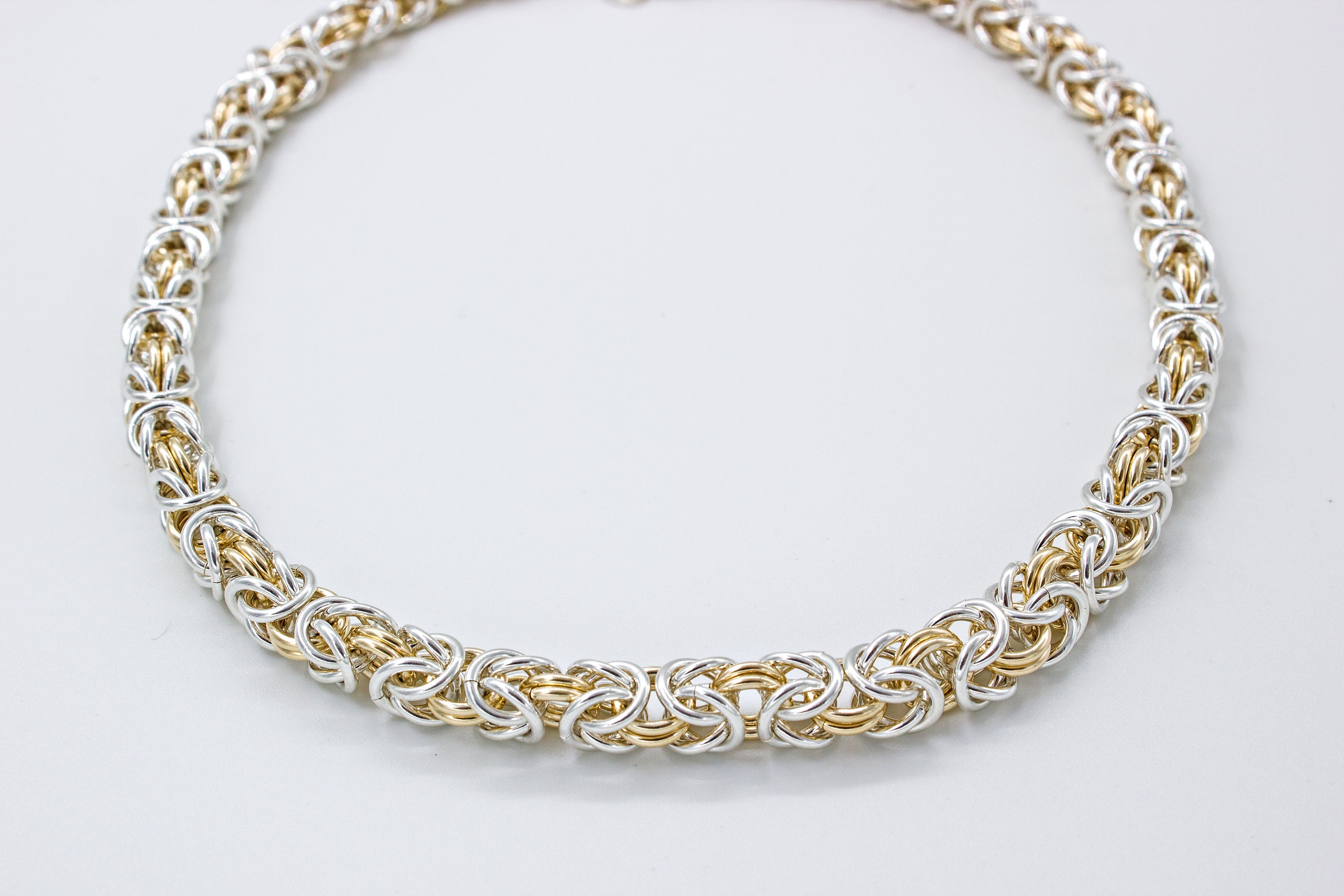 Silver and Gold Byzantine Necklace, Byzantine Chain Sterling Silver ...