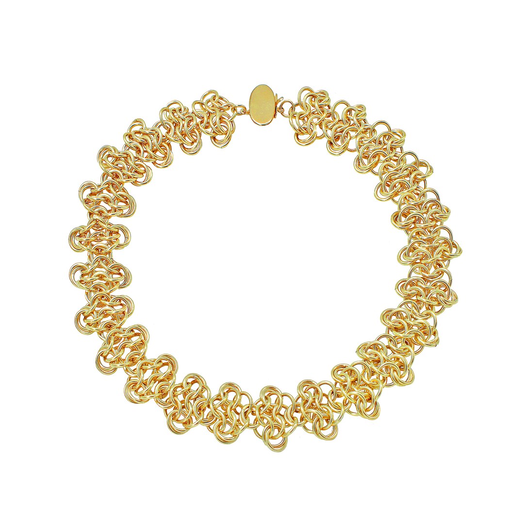 Gold Rosette Necklace, Gold Necklace for Woman, Gold Chain Link ...