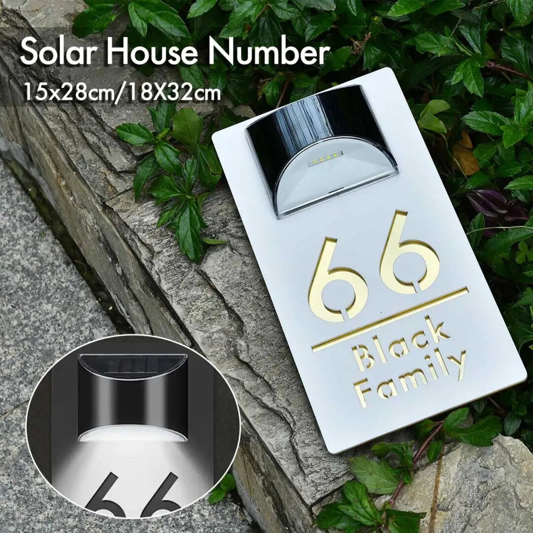 House Numbers, Signs Door Number With Solar Light, Customised Sign ...