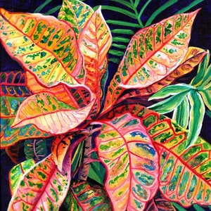Tropical Croton, Croton Print, Croton Painting, Colorful Crotons ...