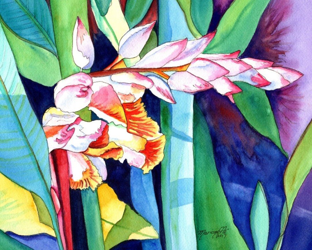 Shell Ginger Art, Tropical Foliage Print, Ginger Print, Kauai Art ...
