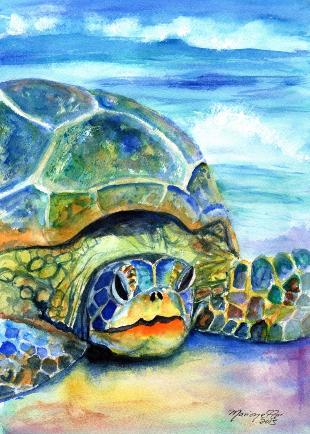 Sea Turtle Print Kauai Art Hawaii Art Sea Turtle Prints Hawaiian Honu ...
