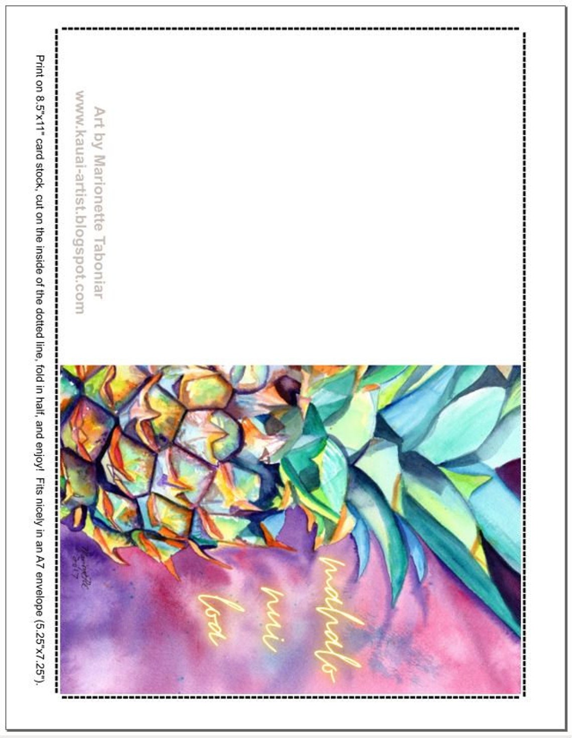 Pineapple Mahalo Card Download Mahalo Printable Cards Thank - Etsy