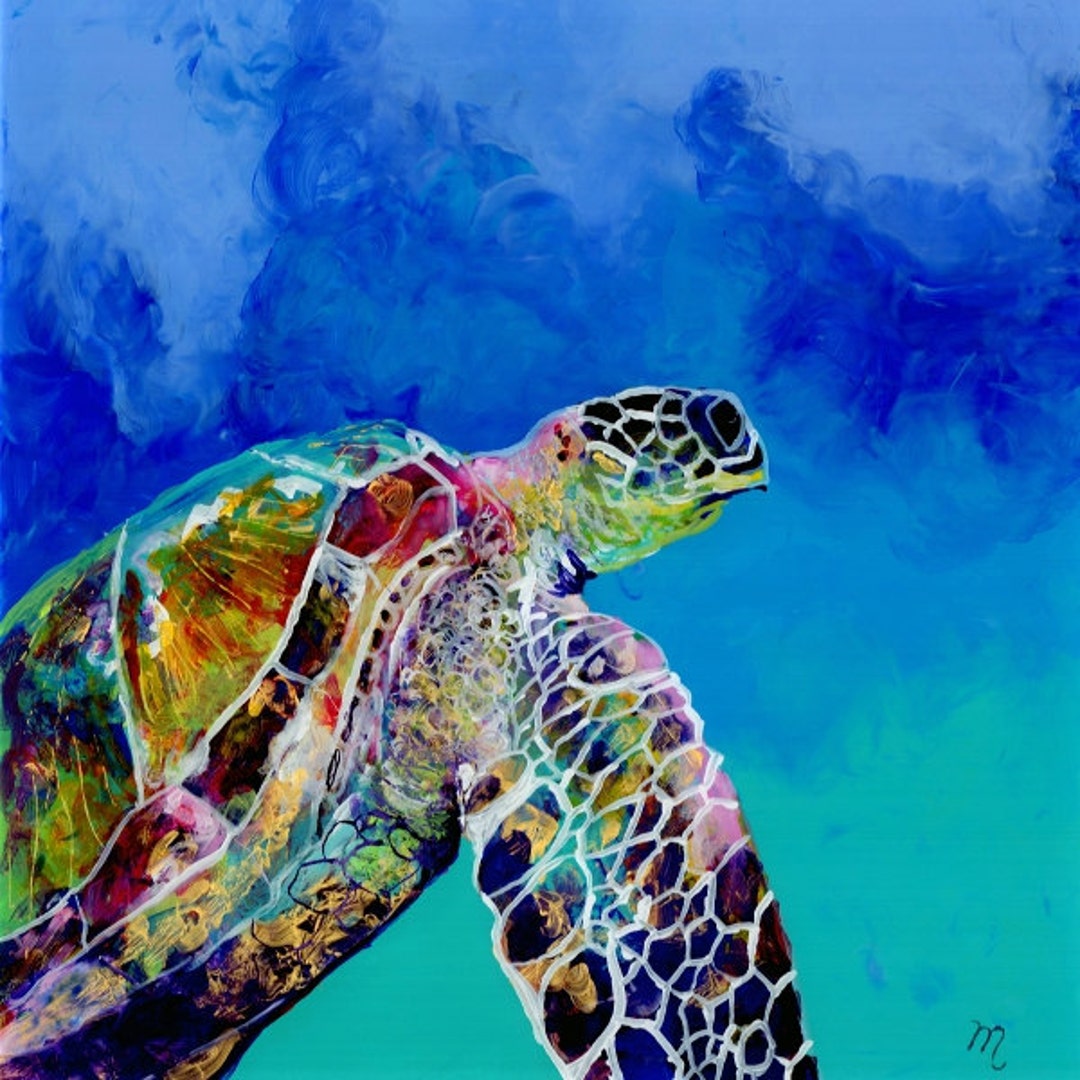 Sea Turtle Art Print, Ocean Life, Hawaii Art, Hawaiian Honu, Kauai Made ...