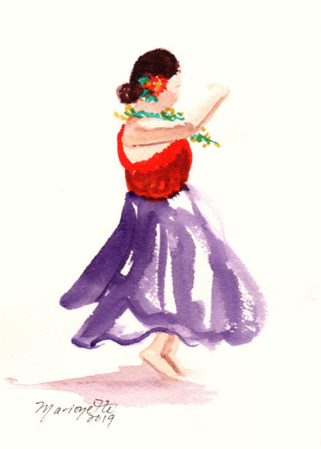 Hula Girl Print, Hula Art, Hula Dancer Painting, Hawaii Art, Hula ...