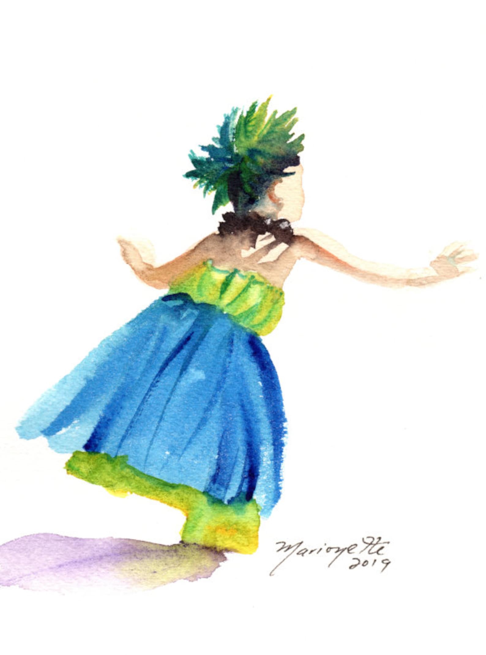 Hula Art Hula Girl Print Hula Dancer Painting Hawaiian - Etsy