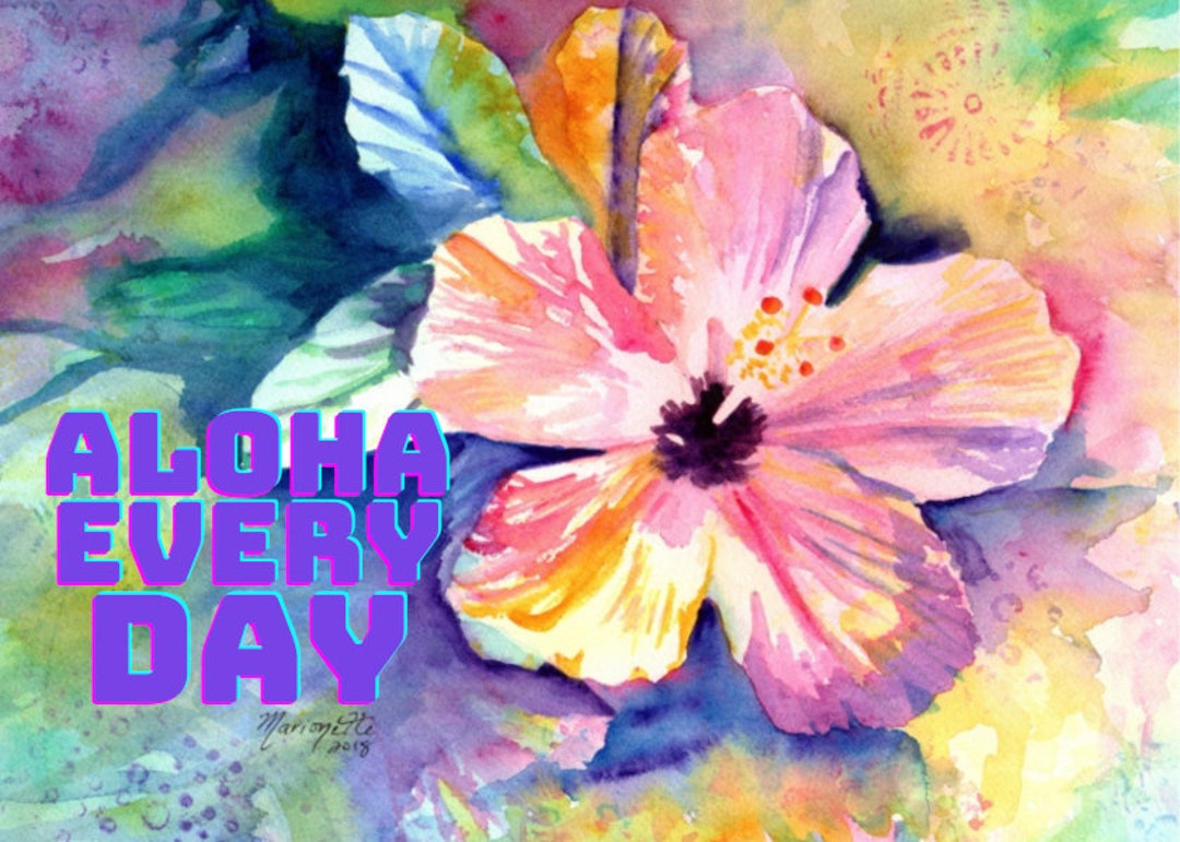 Hibiscus Aloha Card Download, Aloha Printable Cards, Hawaii Digital ...