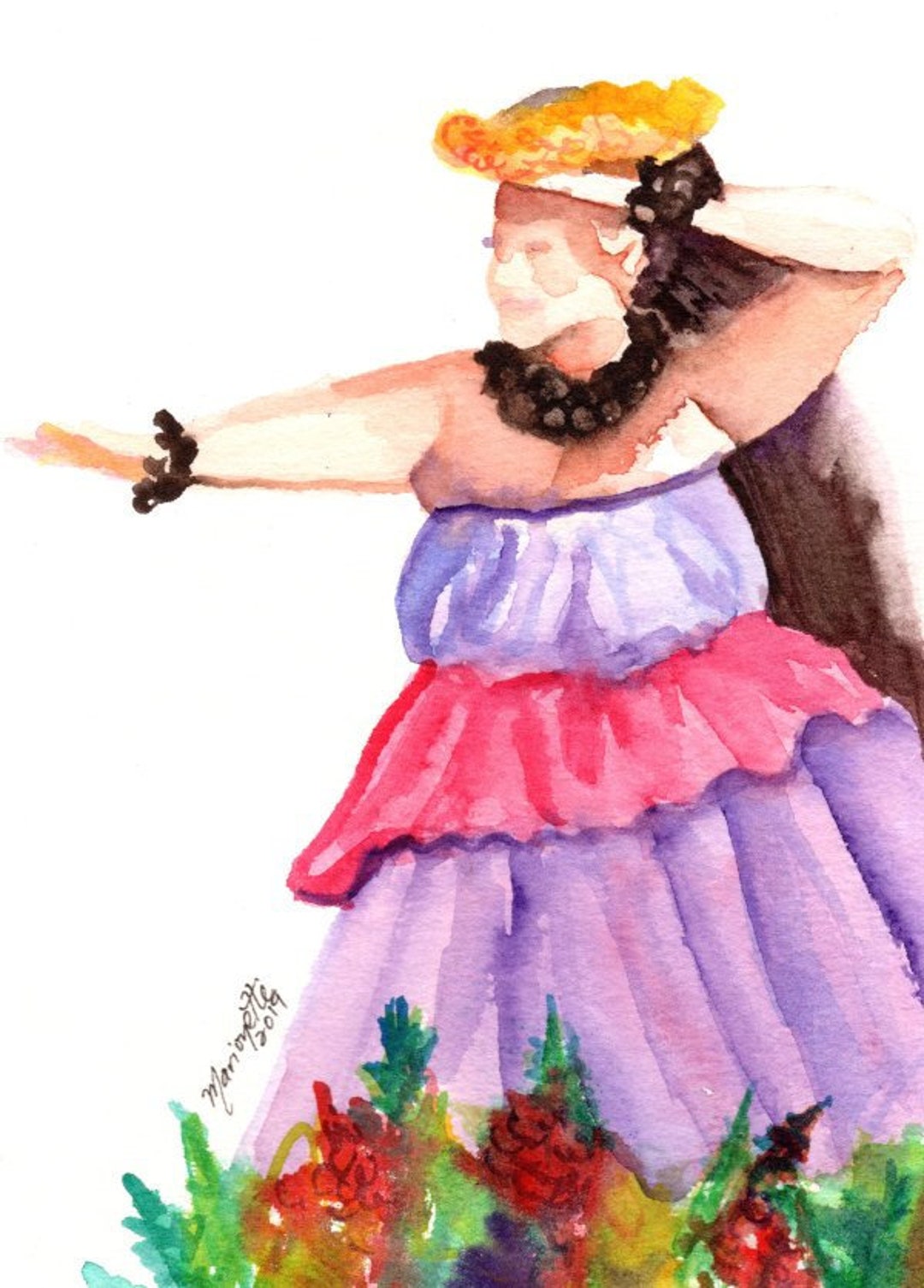 Hula Girl, Hula Paintings, Hula Art Print, Hawaiian Paintings, Hawaii ...