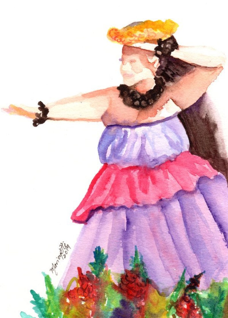 Hula Girl, Hula Paintings, Hula Art Print, Hawaiian Paintings, Hawaii ...