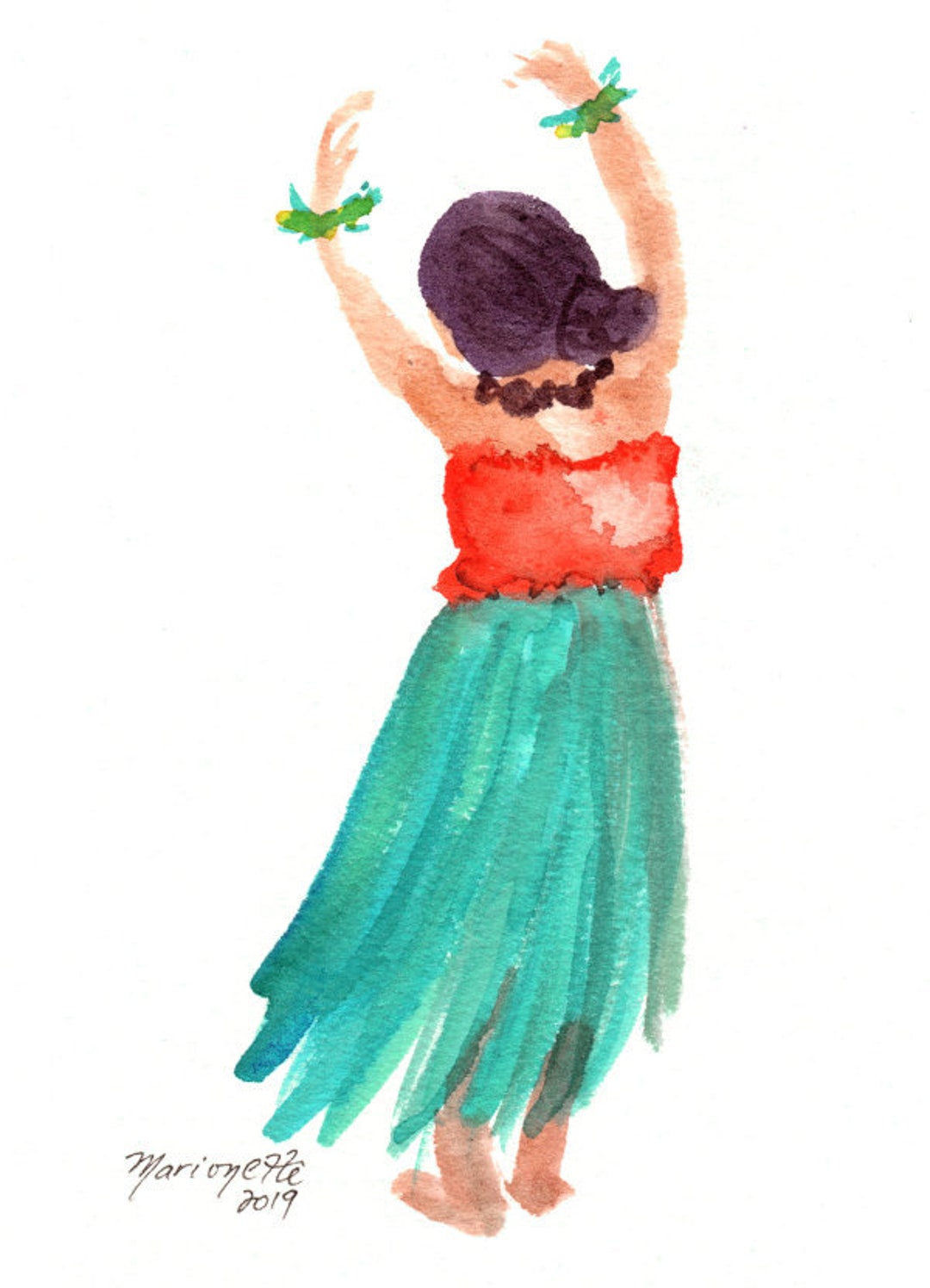 Hula Girl, Hula Art Print, Hawaiian Paintings, Hula Watercolor Prints ...