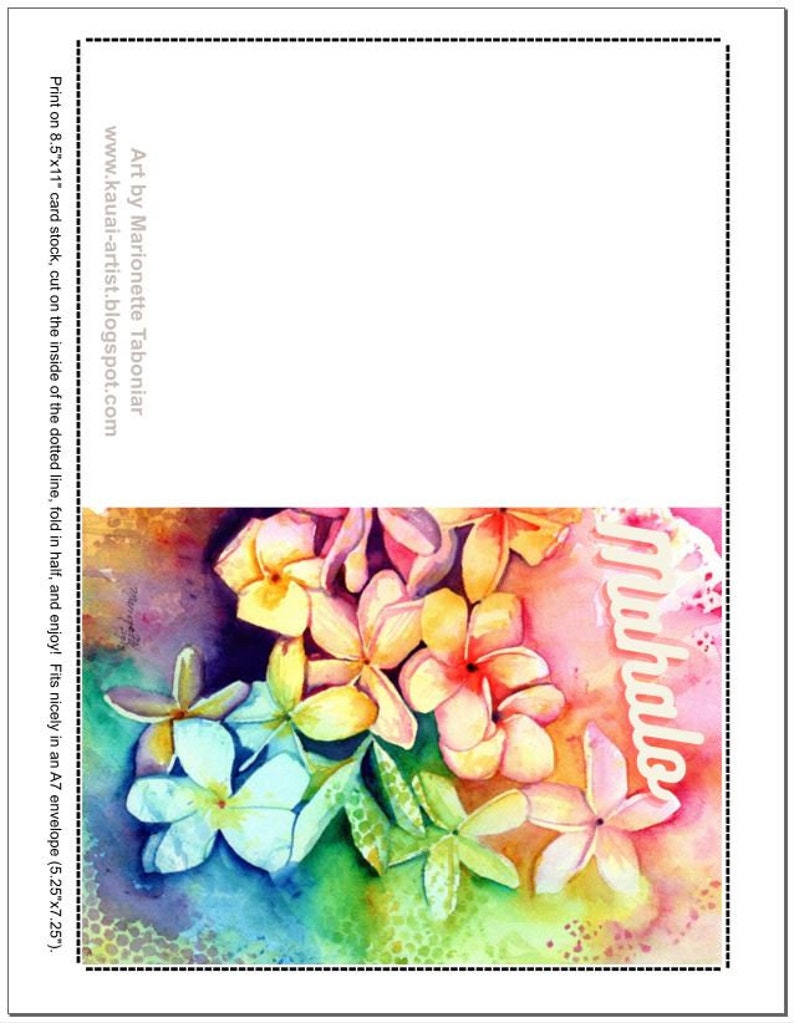 Plumeria Mahalo Card Download, Mahalo Printable Cards, Thank You ...