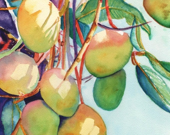 Mango Art, Mango Print, Mango Painting, Kauai Art, Hawaii Art, Tropical ...