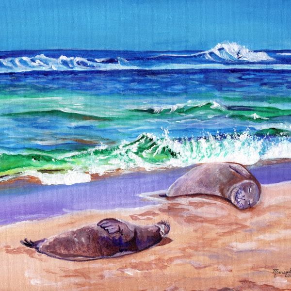 Turtle With Seahorse Print, Sea Turtle Art, Under the Sea, Ocean Life ...