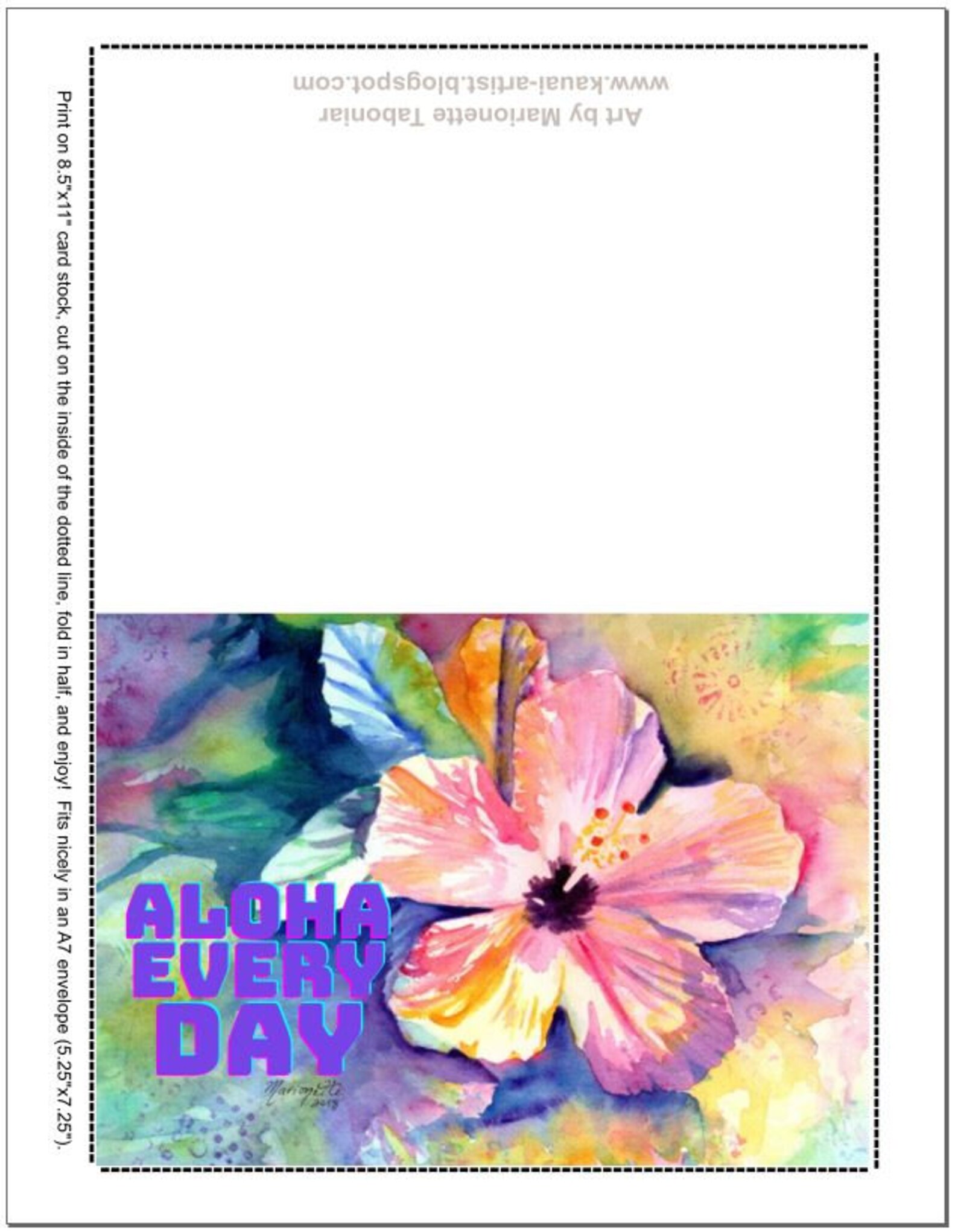 Hibiscus Aloha Card Download, Aloha Printable Cards, Hawaii Digital ...