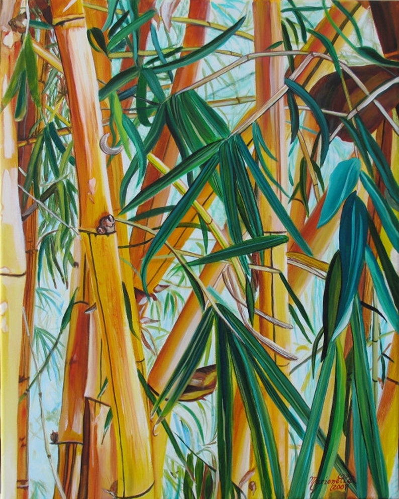 Bamboo Print, Yellow Bamboo Art, Oriental Bamboo, Japanese Bamboo ...