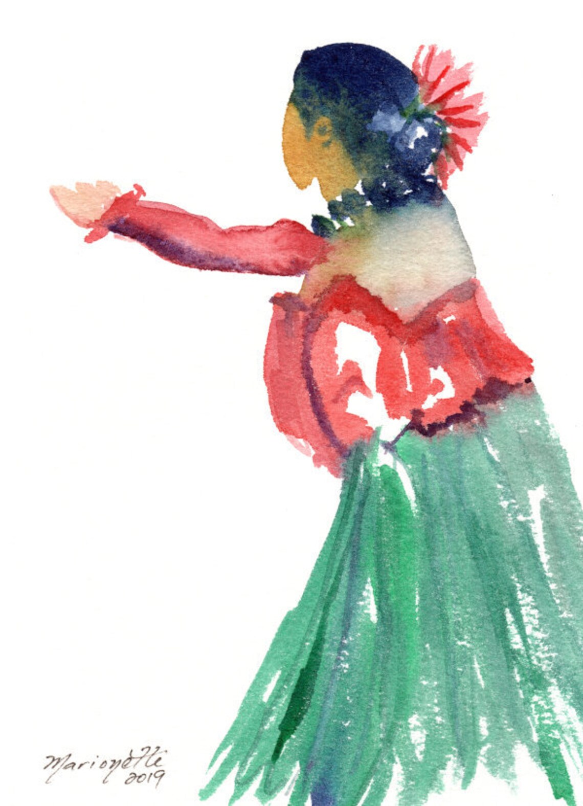 Hula Art Print Hawaiian Paintings Hula Girl Hula Watercolor - Etsy