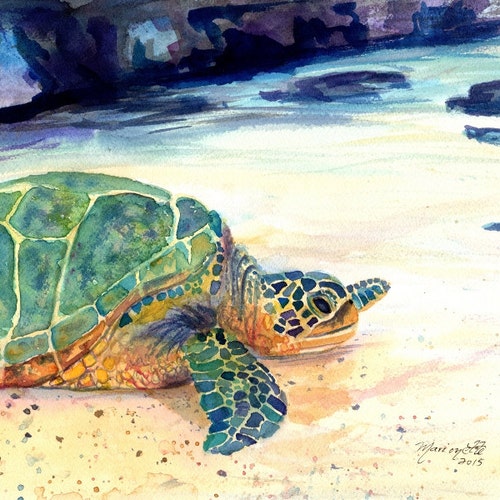 Sea Turtle Fine Art Print Kauai Art Hawaiian Honu Painting - Etsy