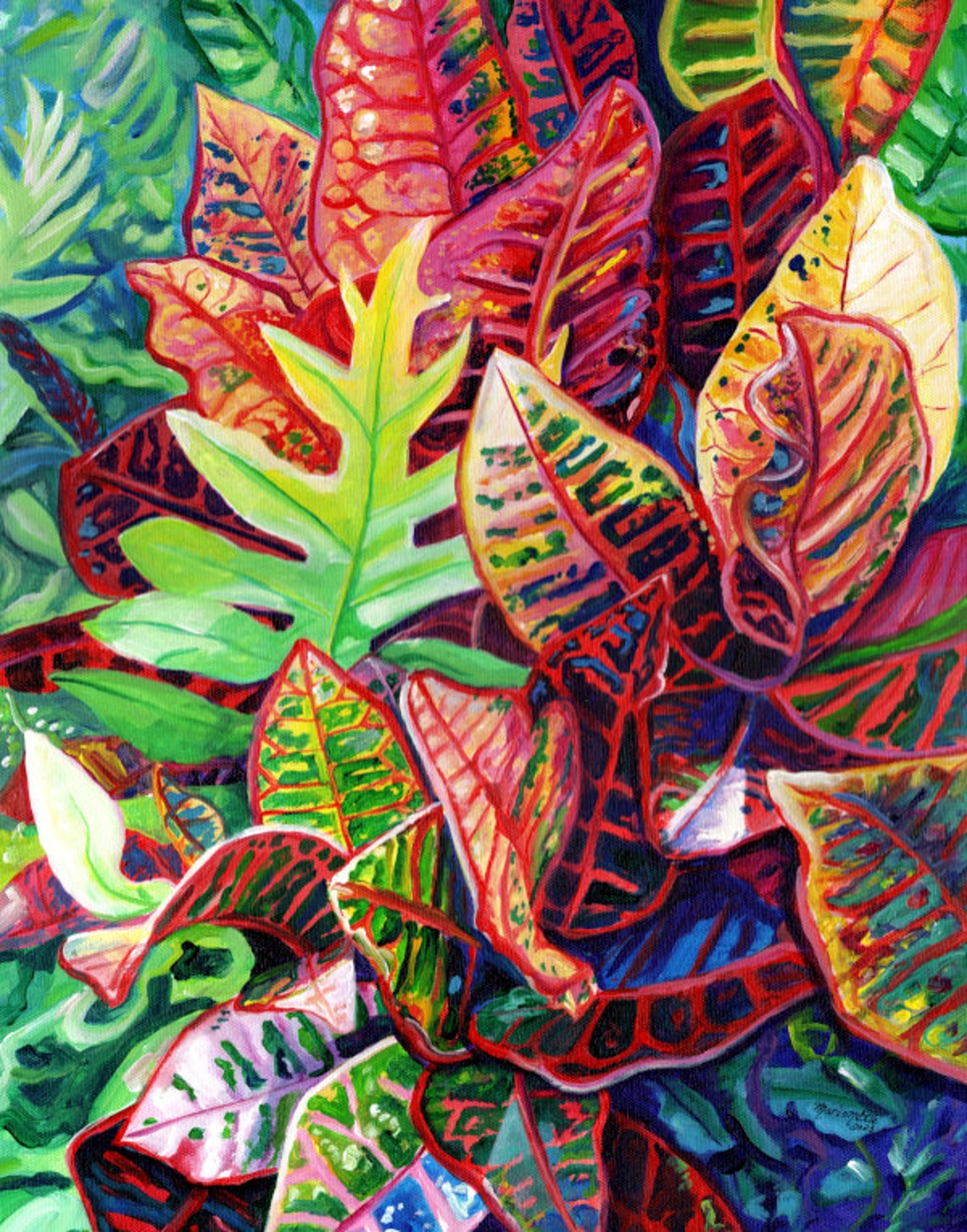 Tropical Garden Croton Art Print Hawaiian Paintings Hawaii - Etsy