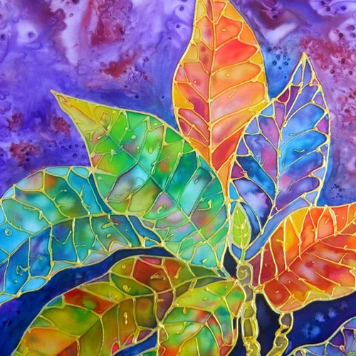 Croton Art Print Tropical Leaves Kauai Croton Painting - Etsy