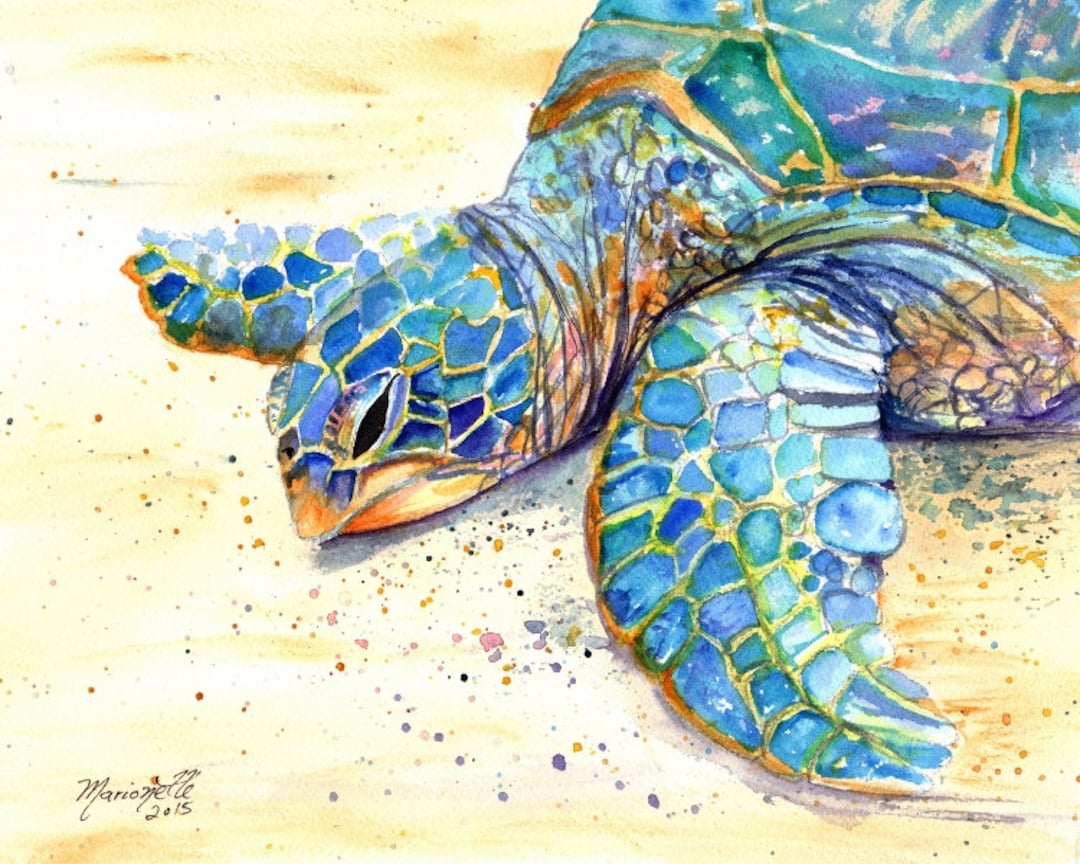 Sea Turtle Fine Art Print - Kauai Art - Hawaiian Honu Painting ...