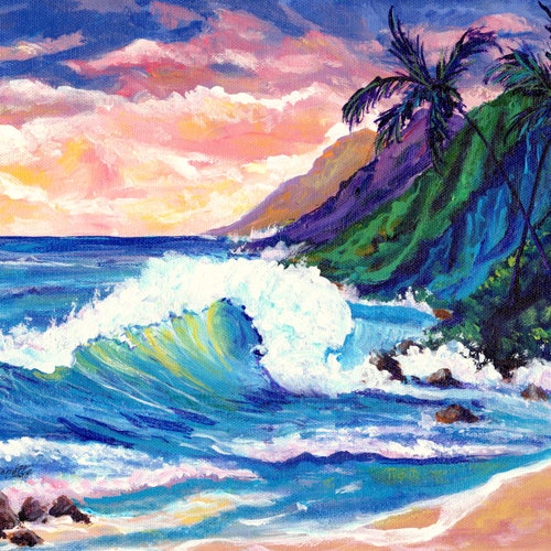 Polihale Beach Kauai Art Print Kauai Paintings Na Pali - Etsy