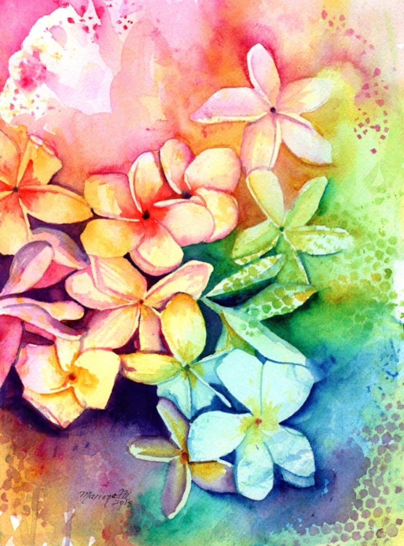 Plumeria Print, Plumeria Art, Tropical Flowers, Frangipani Art, Kauai ...