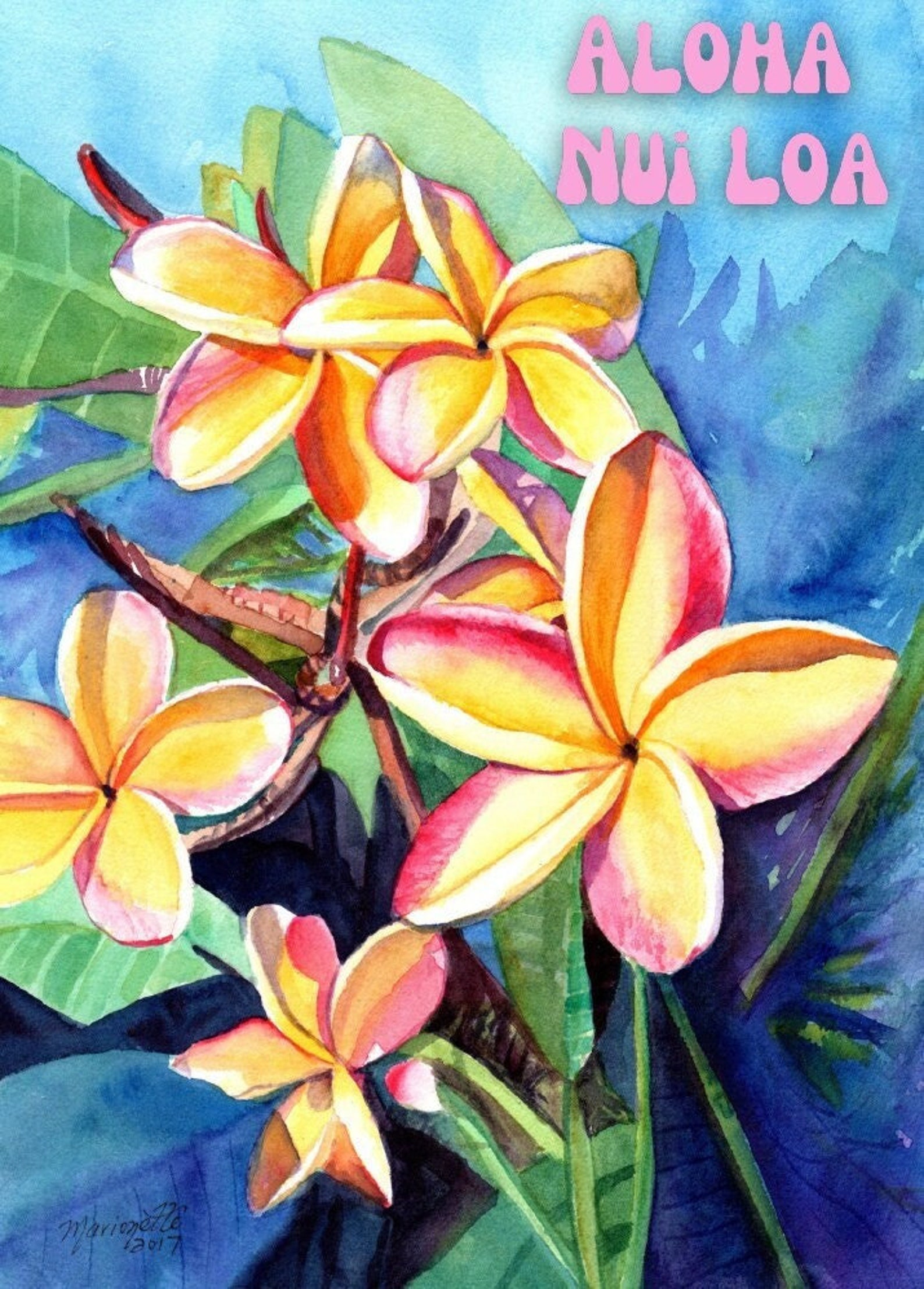 Valentines Card, Hawaii Love, Plumeria, Frangipani, Hawaiian With Much ...