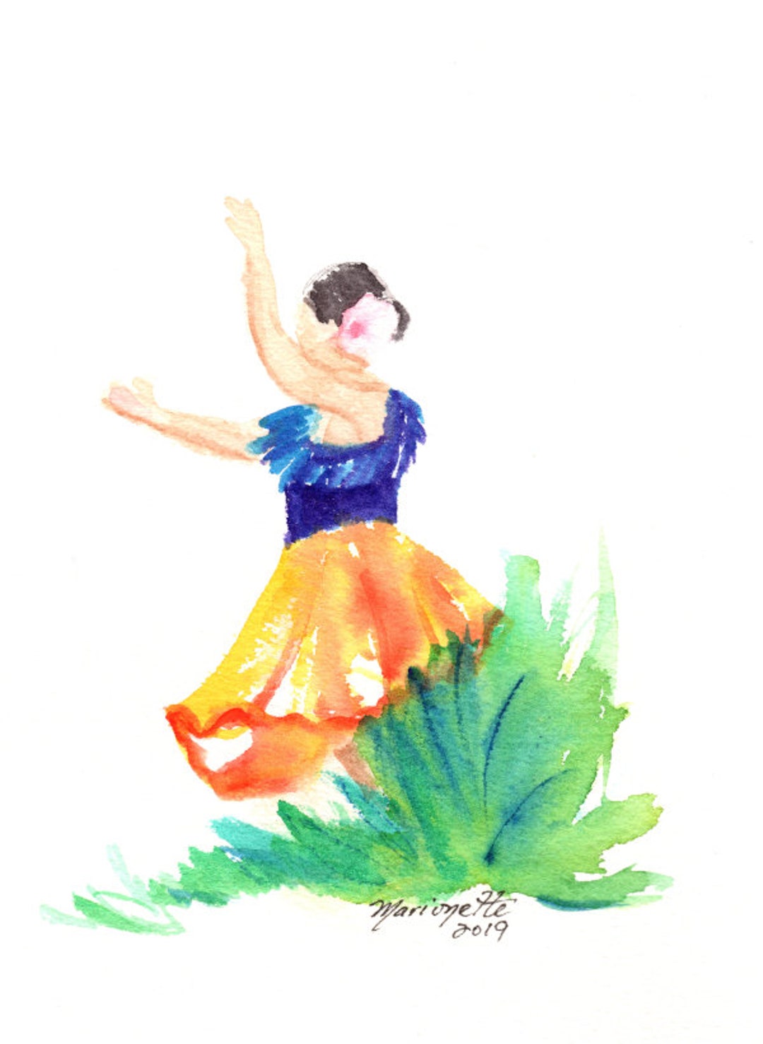 Hula Girl Print, Hula Dancer Painting, Hula Art, Hawaiian Decor, Hawaii ...