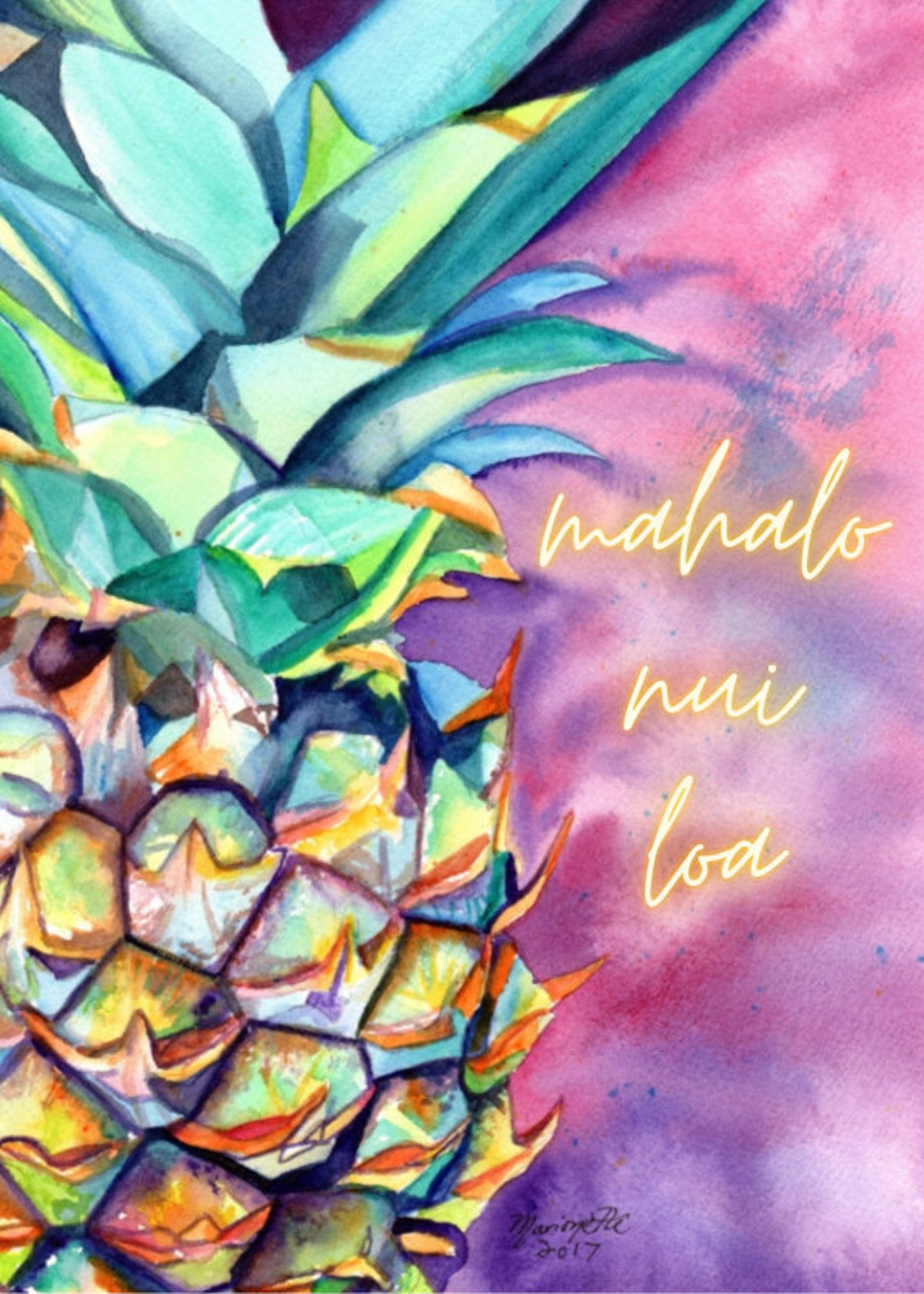 Pineapple Mahalo Card Download Mahalo Printable Cards Thank - Etsy