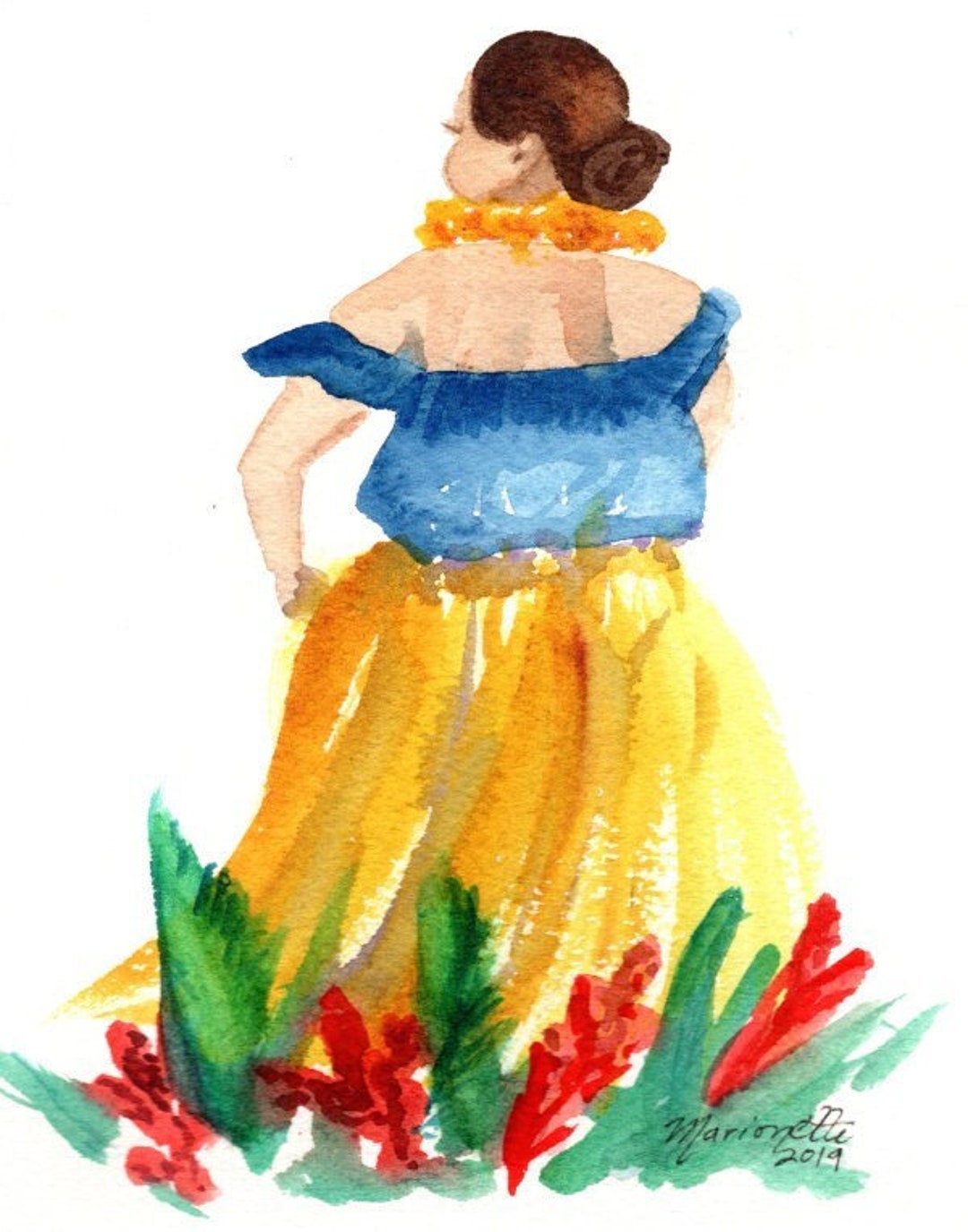 Hula Art, Hula Girl Print, Kuuipo, Hula Dancer Painting, Hawaiian Decor ...
