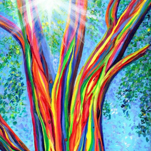 Rainbow Tree of Life Hawaii Giclee Print Rainbow Eucalyptus - Etsy