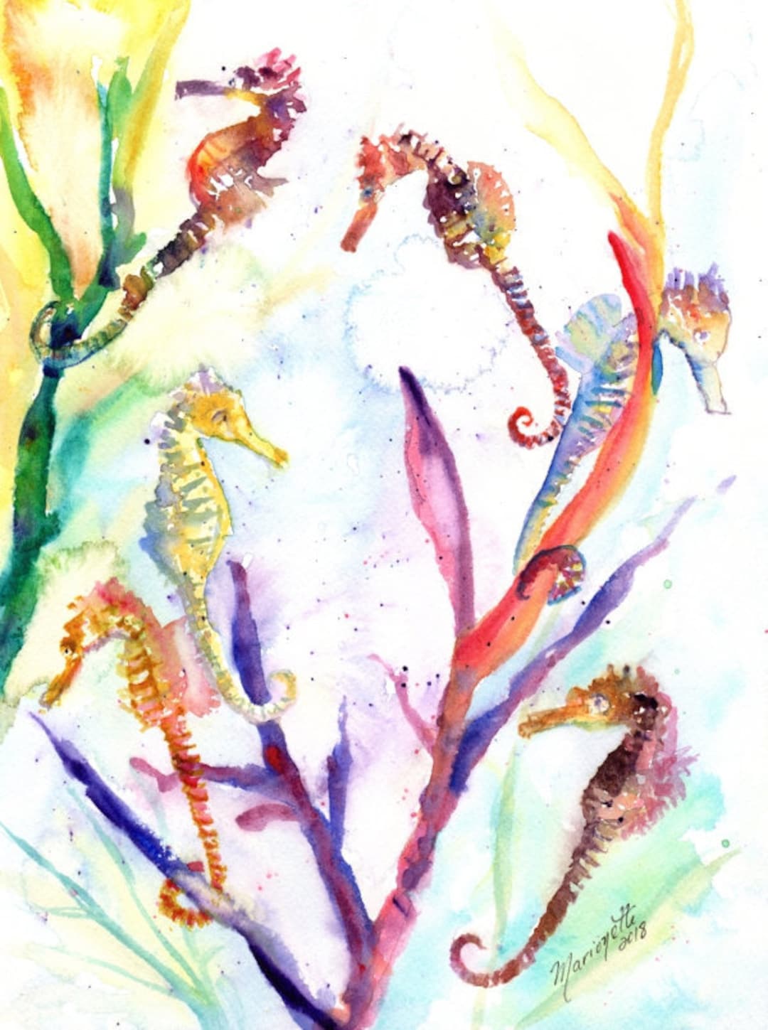Seahorse Painting, Seahorse Print, Seahorse Art, Under the Sea, Kids ...