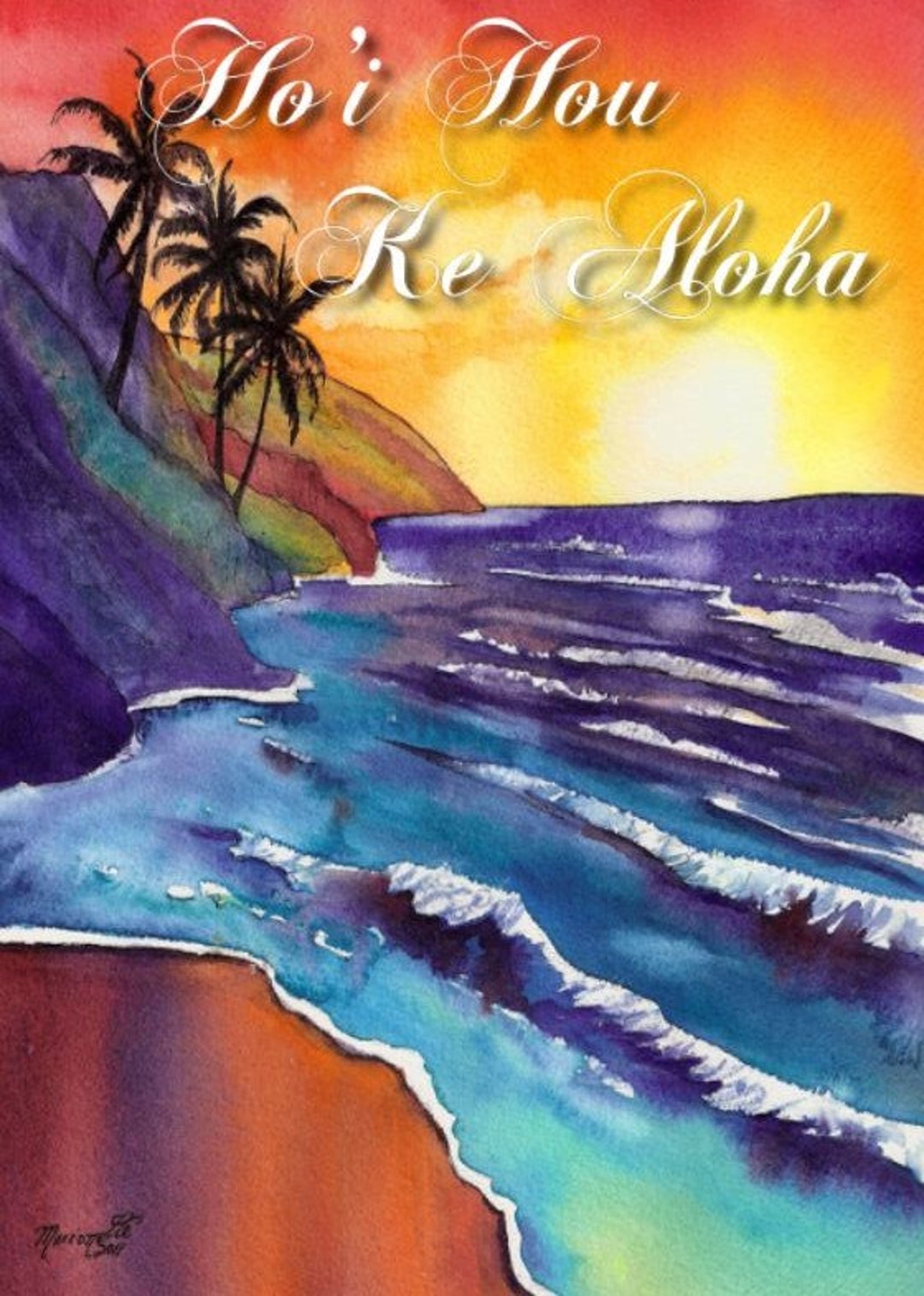 Printable DIY Hawaiian Valentine or Anniversary Card 5x7 Pdf From Kauai ...