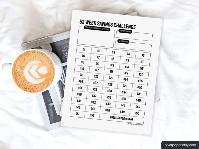 52 Week Savings Challenge Printable: Budget Mom & Low Income (PDF) - Etsy